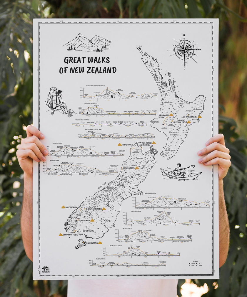 Great Walks Hike & Scratch Print | Hike Aotearoa – Hike Aotearoa