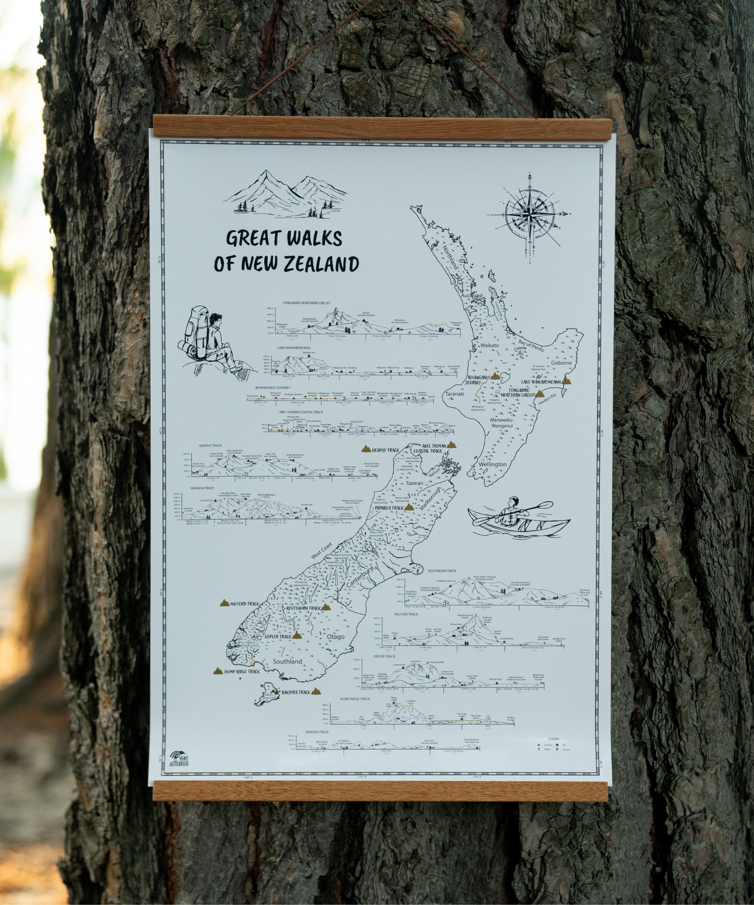 Great Walks Hike & Scratch Print | Hike Aotearoa – Hike Aotearoa