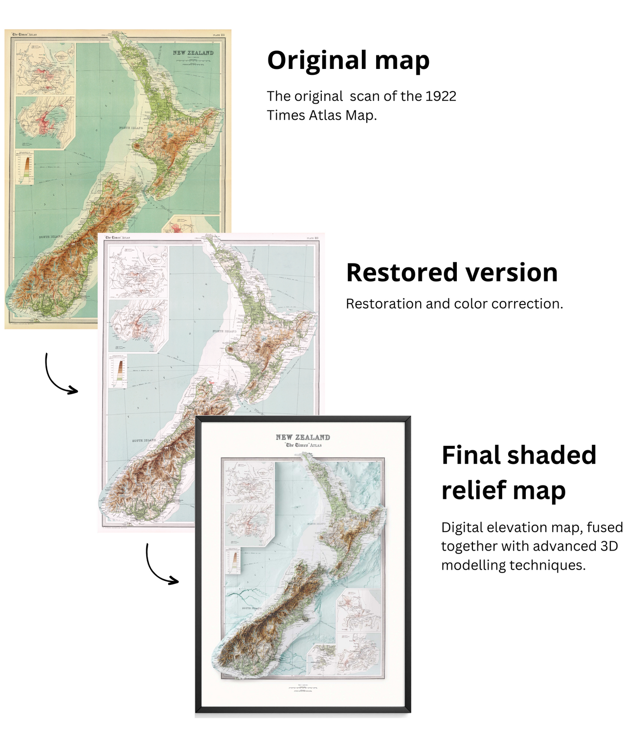 New Zealand Map - Reproduction of Vintage 1922 Atlas | Hike Aotearoa ...