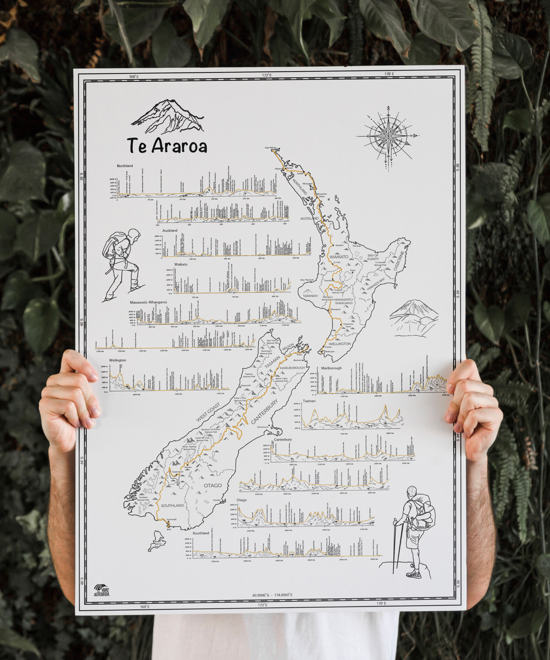 Te Araroa Trail Illustrated Poster | Hike Aotearoa – Hike Aotearoa