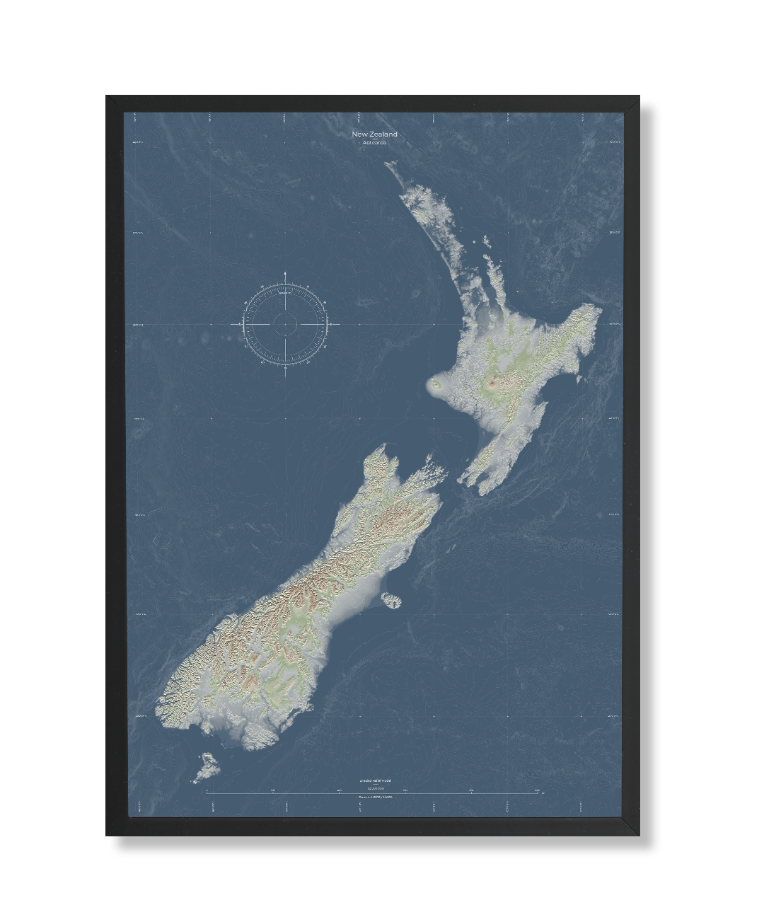 New Zealand Shaded Relief Map – Hike Aotearoa